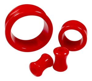 lobal domination pair of solid red acrylic ear tunnels/plugs - earlet body jewelry - 3mm thru 30mm! (15/16" (24mm))