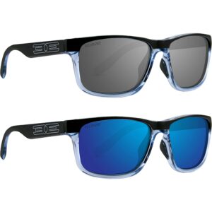 epoch eyewear delta sunglasses 2 pair crystal blue black frame smoke lens blue mirror lens