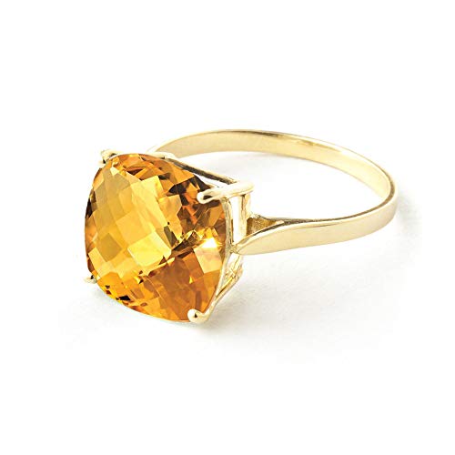 Galaxy Gold GG 3.6 carat 14k Solid Yellow Gold Ring Checkerboard Cushion Cut Natural Citrine 2313Y (11)