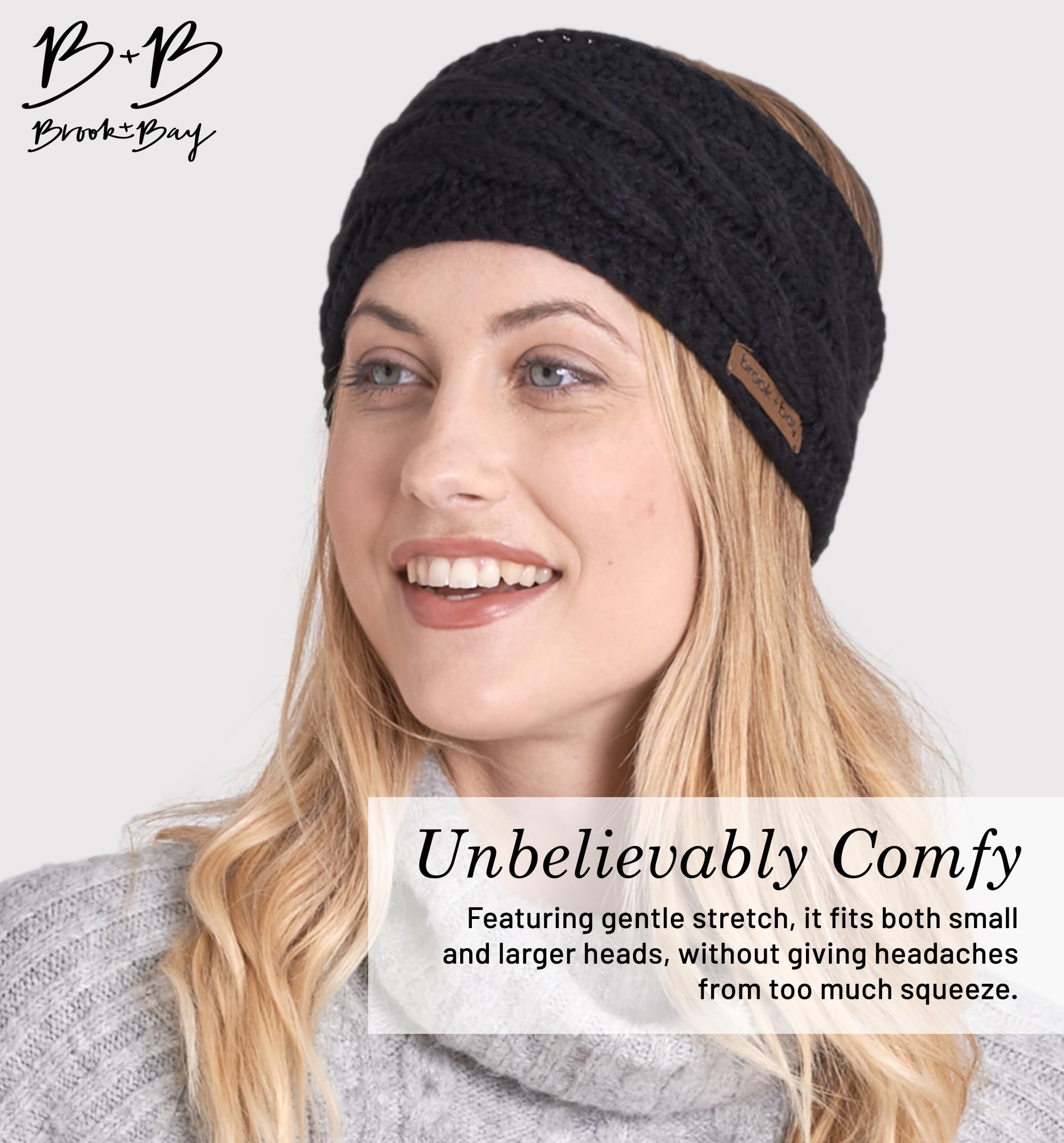 Brook + Bay Ear Warmer Headband For Women - Ear Covers For Cold Weather, Winter Headband, Fleece Headband & Knit Ear Warmer Headband