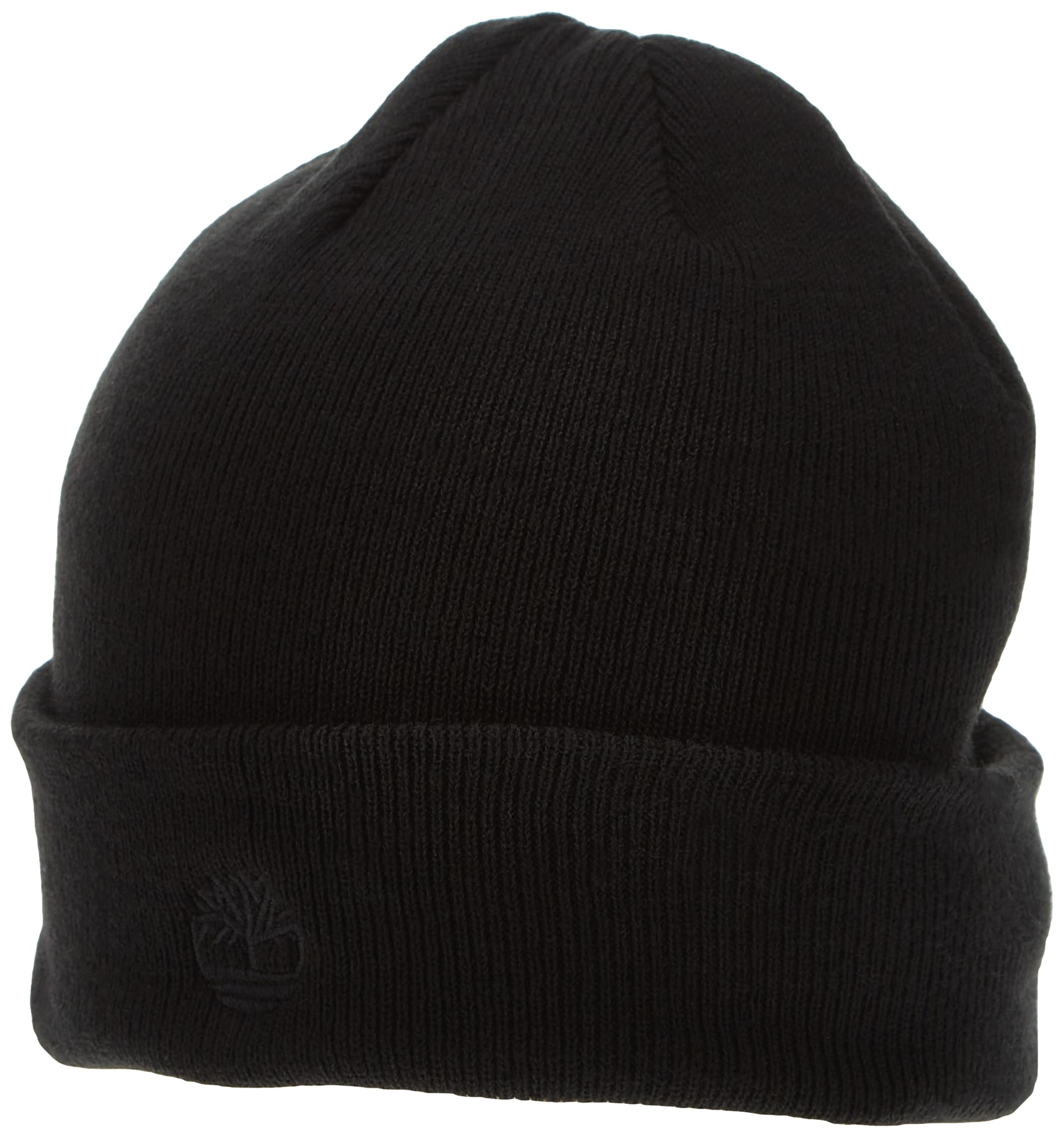 Timberland Men's Cuffed Beanie with Embroidered Logo, Black, One Size