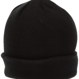 Timberland Men's Cuffed Beanie with Embroidered Logo, Black, One Size