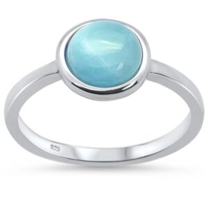 oxford diamond co sterling silver natural round larimar ring sizes 8