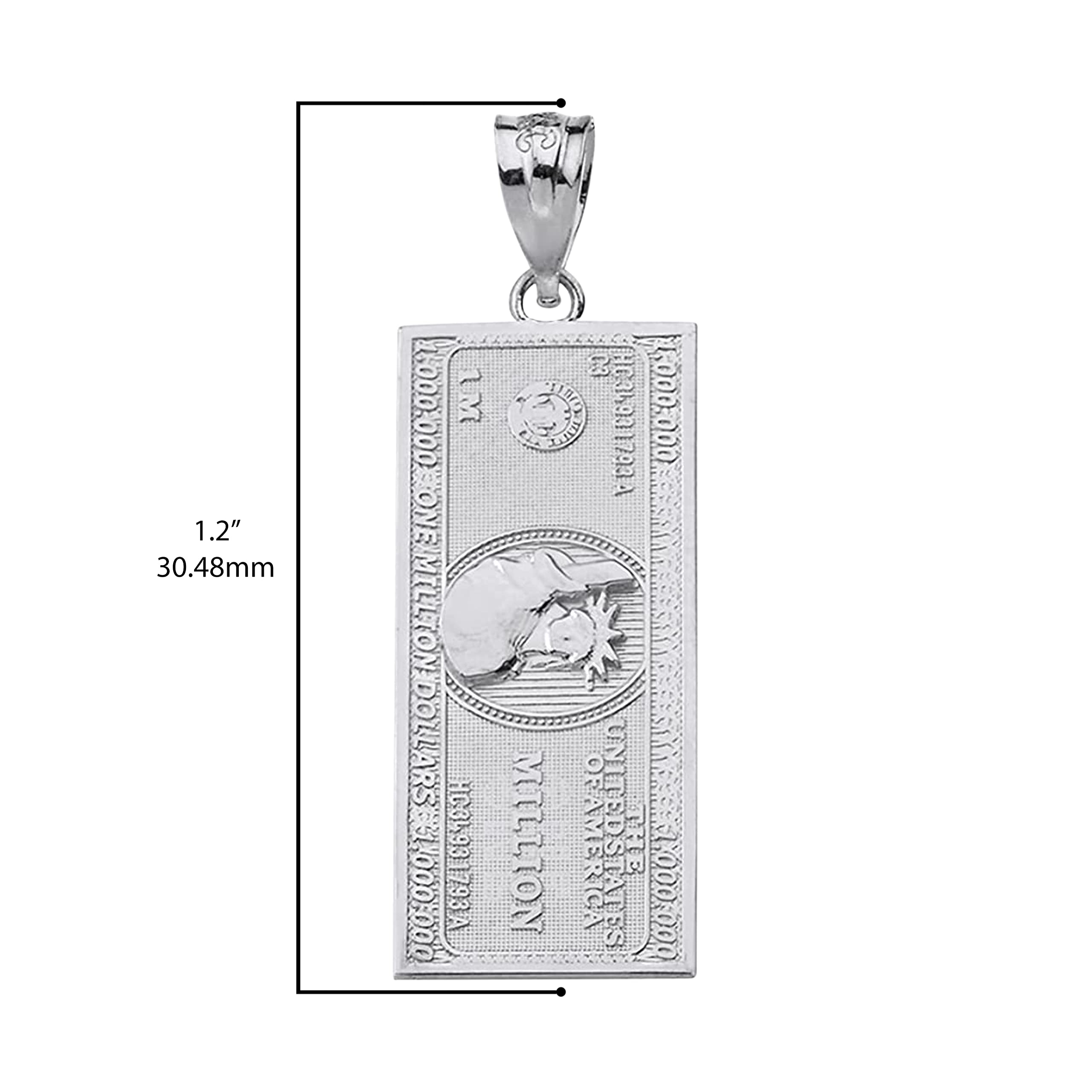 Hip Hop Jewelry .925 Sterling Silver One Million Dollar Bill Pendant