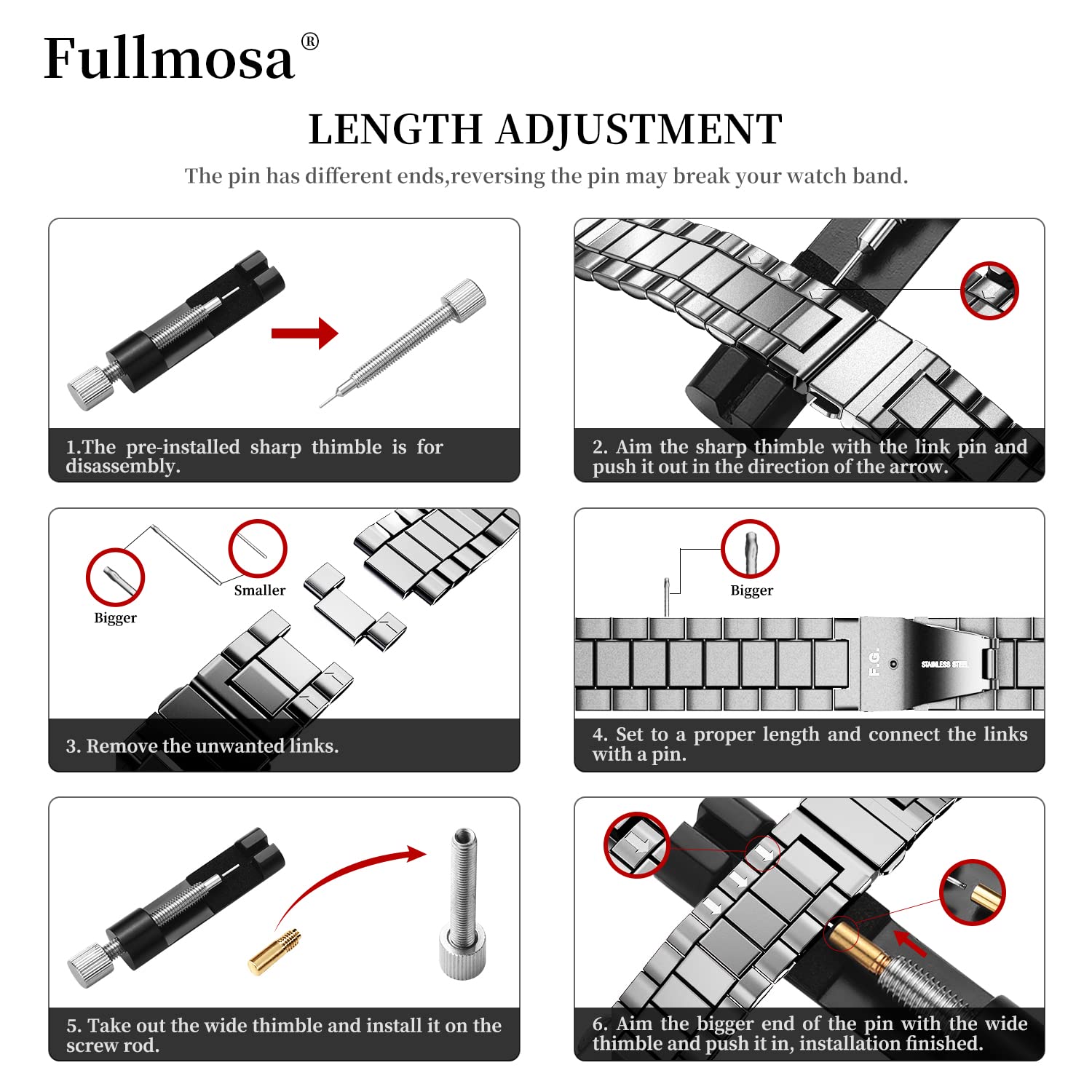 Fullmosa 20mm Stainless Steel Watch band Compatible with Samsung Galaxy Watch 5 40mm 44mm/Pro 45mm/Galaxy Watch 4 40mm 44mm/Classic 46mm 42mm(2021)/Galaxy Watch 3 41mm, Silver