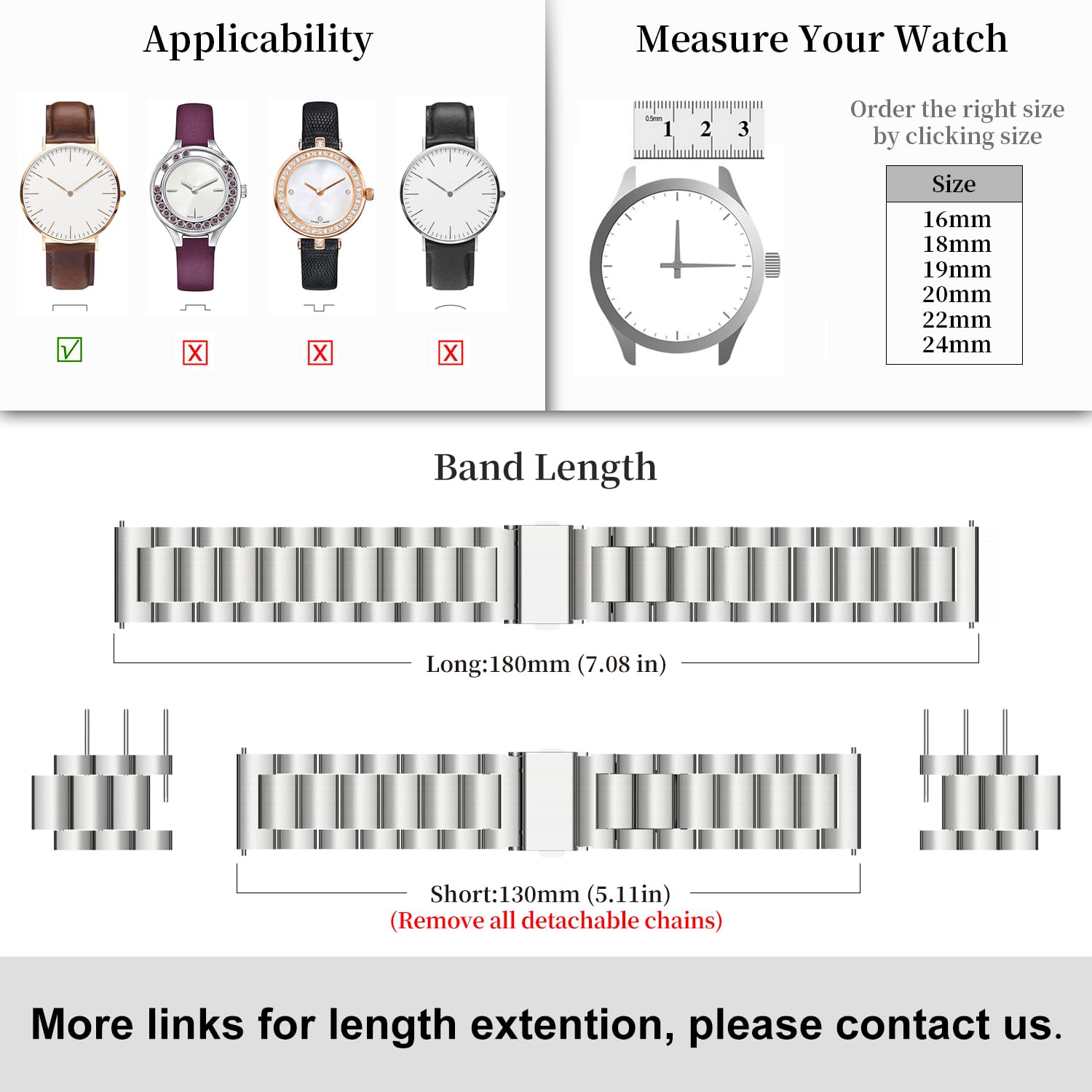 Fullmosa 20mm Stainless Steel Watch band Compatible with Samsung Galaxy Watch 5 40mm 44mm/Pro 45mm/Galaxy Watch 4 40mm 44mm/Classic 46mm 42mm(2021)/Galaxy Watch 3 41mm, Silver