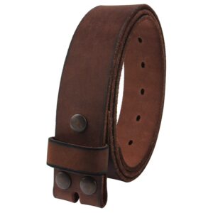 npet mens leather belt full grain vintage distressed style snap on strap 1 1/2" wide (for 32"-34" waist, coffee)