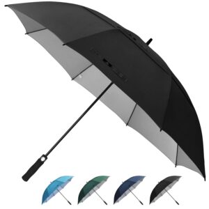 prospo 62 inch extra large golf umbrella, double canopy automatic open sun rain stick umbrellas, windproof waterproof oversized umbrellas with uv protection for men, women and family (black)