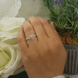 Dazzlingrock Collection 0.35 Carat (ctw) Round White Diamond Heart Promise Ring for Women in 925 Sterling Silver Size 7