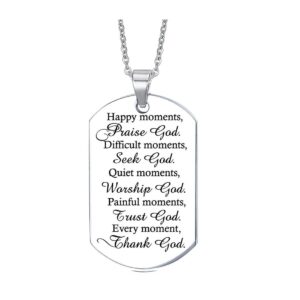 yoyony handmade engraved message happy moments praise god.. inspirational necklaces,inspirational gifts for women/men/her/him. (happy moments praise god)