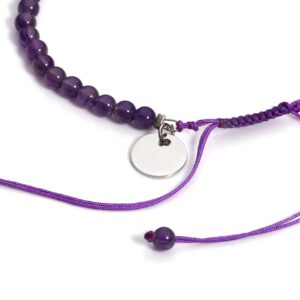 Top Plaza Natural Amethyst/Rose Quartz Crystals Bracelet Chakra Healing Stone Beads Handmade Macrame Adjustable Braided Link Bracelets(2 Pcs Set)