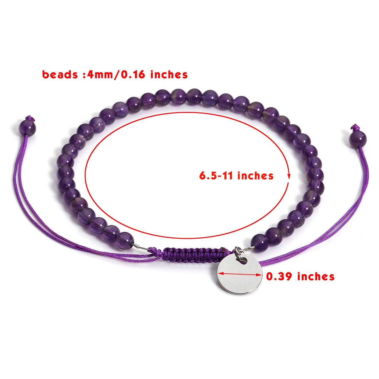 Top Plaza Natural Amethyst/Rose Quartz Crystals Bracelet Chakra Healing Stone Beads Handmade Macrame Adjustable Braided Link Bracelets(2 Pcs Set)