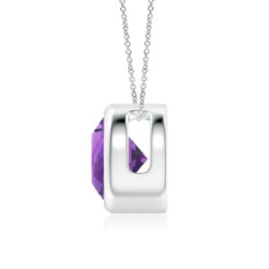 Angara Natural Amethyst Solitaire Pendant Necklace for Women in Sterling Silver (Grade-AAA | 8mm) February Birthstone Jewelry Gift for Women | Birthday | Wedding | Anniversary