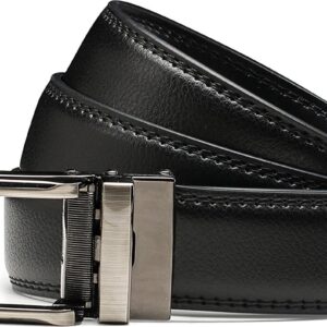 Chemstar Men's Comfort Genuine Leather Belt with One Click Buckle, Fit for 27-46"