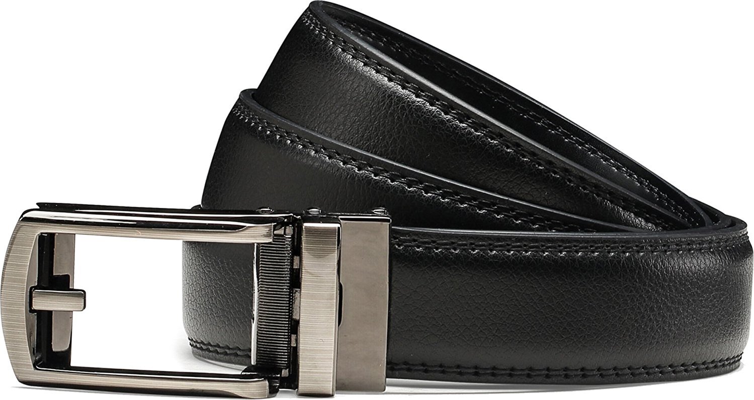 Chemstar Men's Comfort Genuine Leather Belt with One Click Buckle, Fit for 27-46"