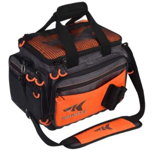 kastking fishing gear & tackle bags - saltwater resistant fishing bags - fishing tackle storage bags,medium-hoss(without trays,15x11x10.25 inches),orange