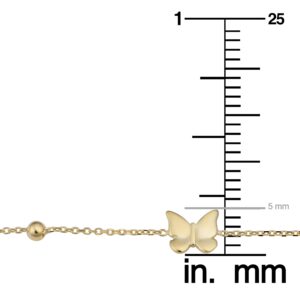 Kooljewelry 14k Yellow Gold Butterfly Bead Adjustable Length Bracelet (adjust to 5.5 or 6.5 inch)