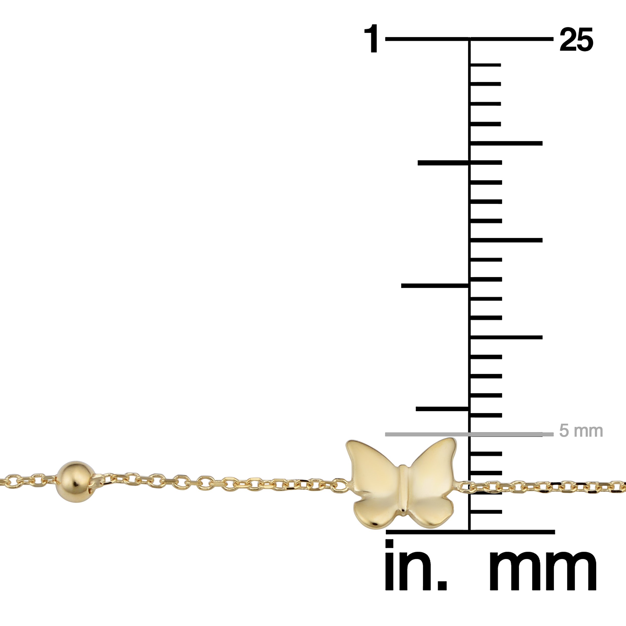 Kooljewelry 14k Yellow Gold Butterfly Bead Adjustable Length Bracelet (adjust to 5.5 or 6.5 inch)