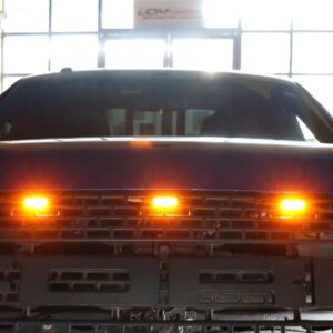 iJDMTOY 75-123-Smoked-Amber 3pc Dark Smoked Lens Amber Full Front Grille Driving Light Kit for 2010-14 & 2017-up Ford Raptor (Powered by 36 Pieces of SMD LED Diodes)