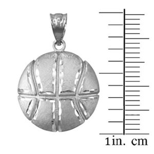 LA BLINGZ 10K White Gold Basketball Satin DC Pendant