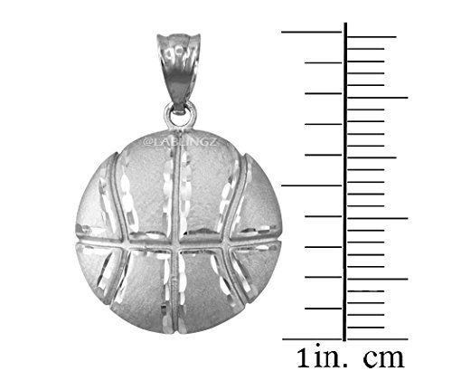 LA BLINGZ 10K White Gold Basketball Satin DC Pendant