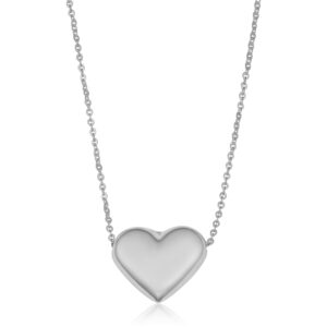 kooljewelry 14k white gold heart necklace (18 inch)