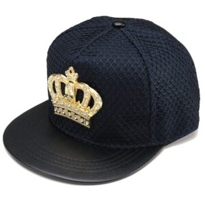 REINDEAR Royal King Crown Baseball Cap Hip-hop Snapback Hat (Navy)