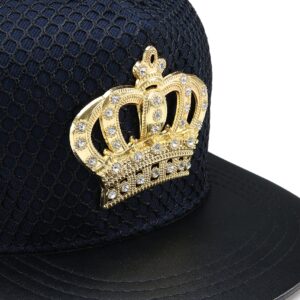 REINDEAR Royal King Crown Baseball Cap Hip-hop Snapback Hat (Navy)