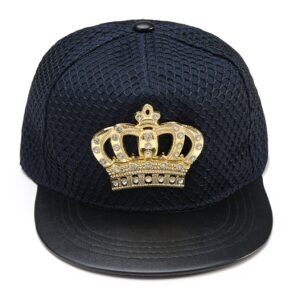 REINDEAR Royal King Crown Baseball Cap Hip-hop Snapback Hat (Navy)