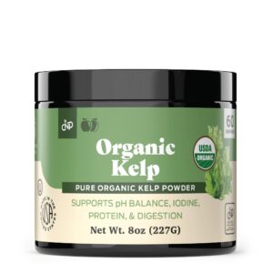 organic kelp powder supplement - bulk raw, dry, pure sea kelp seaweed powder 8oz 75 serving thyroid, iodine, & digestion