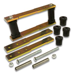 mpi 1" to 4" adjustable 3-position rear leaf spring shackle lift kit/set compatible with select ford 65-73 mustang, 66-70 falcon/mercury 65-69 comet & cyclone - made in usa