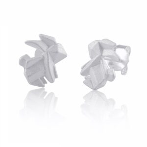 sterling silver origami bunny rabbit stud earrings for adult women and teen ladies