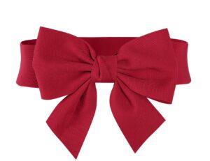 muxxn red bow belt for womne adjustable hgih stretch cotton belt (red s)