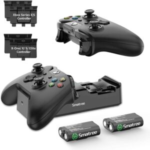 smatree controller charger for xbox series x|s, dual charging station for xbox one/one x/one s/one elite, dual charging dock with 2x2000mah rechargeable battery(update fit xbox series x|s)