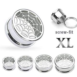 Covet Jewelry Hollow Spider-Web Screw Fit Tunnel 316L Surgical Steel (5/8" (16mm))