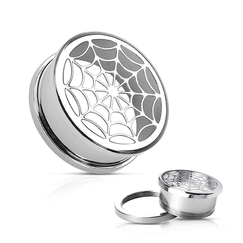 Covet Jewelry Hollow Spider-Web Screw Fit Tunnel 316L Surgical Steel (5/8" (16mm))