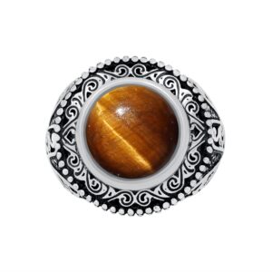 5.78Cts Solitaire Natural Tiger Eye 925 Silver Plated Ring Size 11 For Women, Brown Stone June Birthstone Ring Jewelry Gift For Women Mom Wife