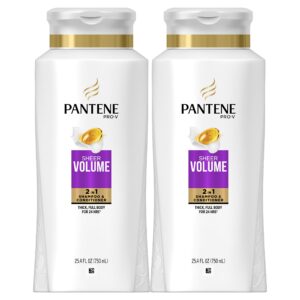 pantene, shampoo and conditioner 2 in 1, pro-v sheer volume for fine hair, 25.4 fl oz, twin pack