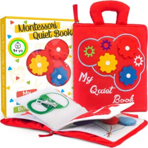 democa busy book for toddlers 1-3, travel quiet book montessori toy for 1+ year old, kids plane and car activities for learning, felt educational sensory toy boys & girls, packaging may vary