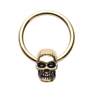 golden skull head wildklass captive bead ring (16 ga 5/16" (8mm))