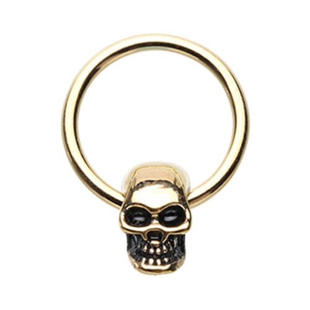 Golden Skull Head WildKlass Captive Bead Ring (16 GA 5/16" (8mm))