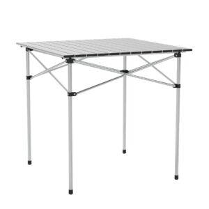 deanurs folding tables camping roll up aluminum portable square table for outdoor hiking picnic,28" x 28" w/carry bag,silver