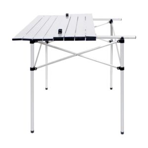 Deanurs Folding Tables Camping Roll Up Aluminum Portable Square Table for Outdoor Hiking Picnic,28" x 28" w/Carry Bag,Silver