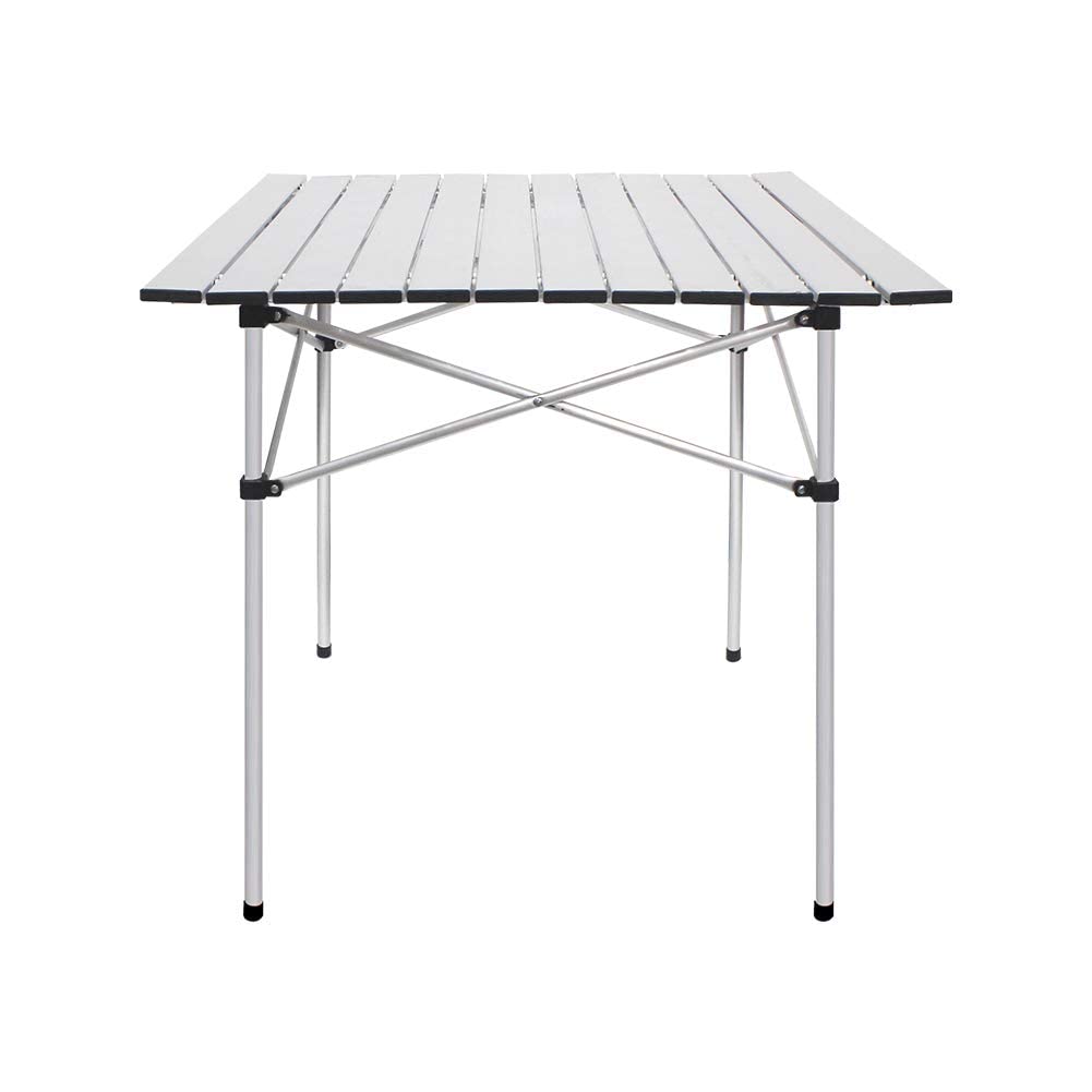 Deanurs Folding Tables Camping Roll Up Aluminum Portable Square Table for Outdoor Hiking Picnic,28" x 28" w/Carry Bag,Silver