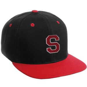 Classic Snapback Hat Custom A to Z Initial Letters, Black Red Cap White Red Letter Initial S