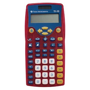 texas instruments ti-10 elementary calculator - plastic key, impact resistant cover - 2 line(s) - 12 digits - battery/solar powered - 1 each