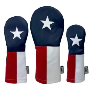 sunfish leather golf headcover set driver fairway hybrid texas lone star