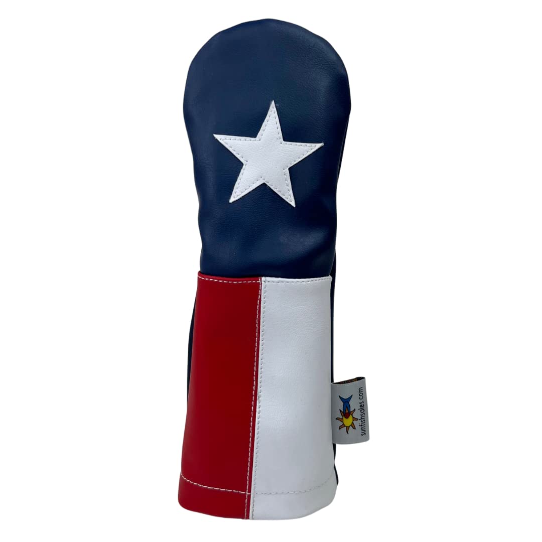 Sunfish Leather Golf Headcover Set Driver Fairway Hybrid Texas Lone Star