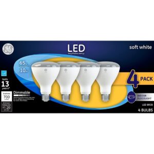 ge soft white 65w replacement led light bulb indoor floodlight br30 (4-pack)