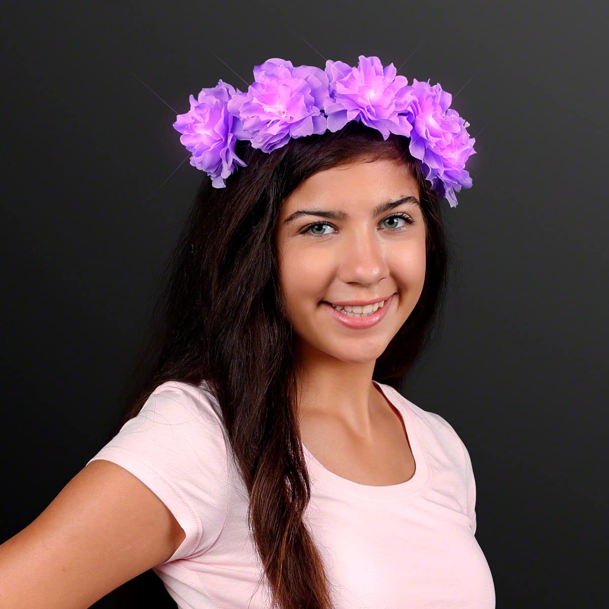 Violet Light Up Festival Flower Crown Headband with Purple LED Lights